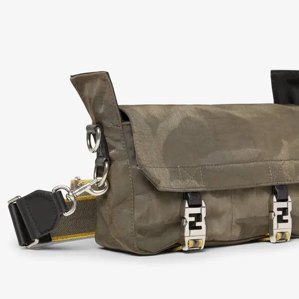 Fendi Flow Small Gray Green Patchwork Nylon Bag